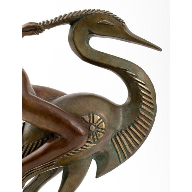 Wang Jida "Woman Riding a Heron" Bronze, 1988 | Chairish