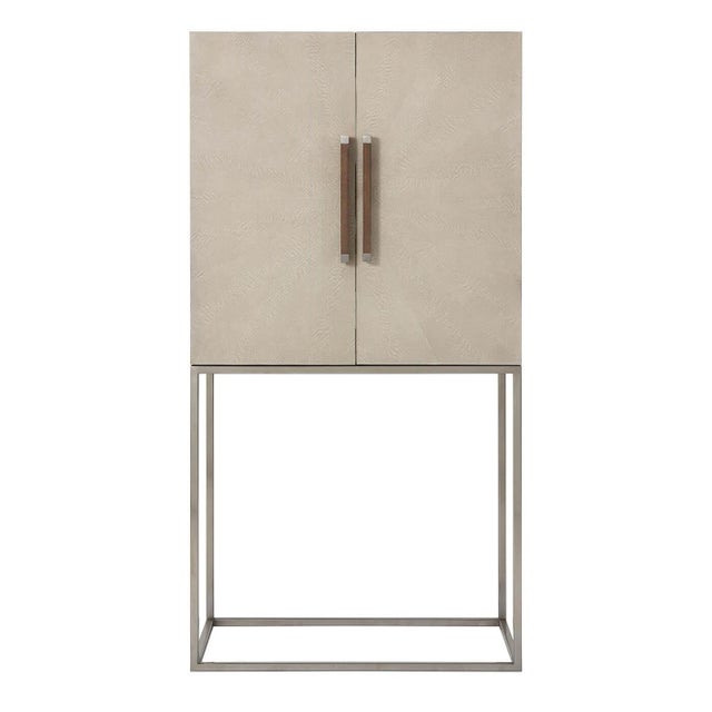 Mid Century Leather Wrapped Bar Cabinet | Chairish