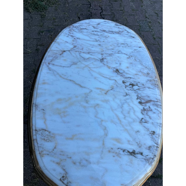 1940 French Louis XVI Gold Beech Marble Coffee Table - 1 Pc | Chairish