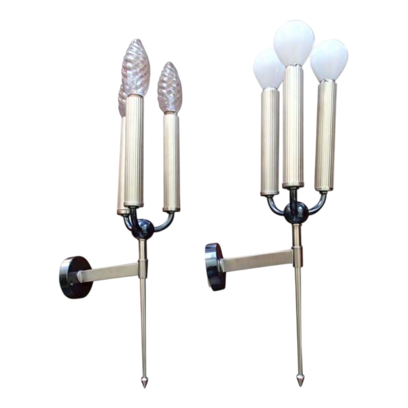 Mid-Century Modern Three-Flame Wall Lamps, 1950s, Set of 2 | Chairish