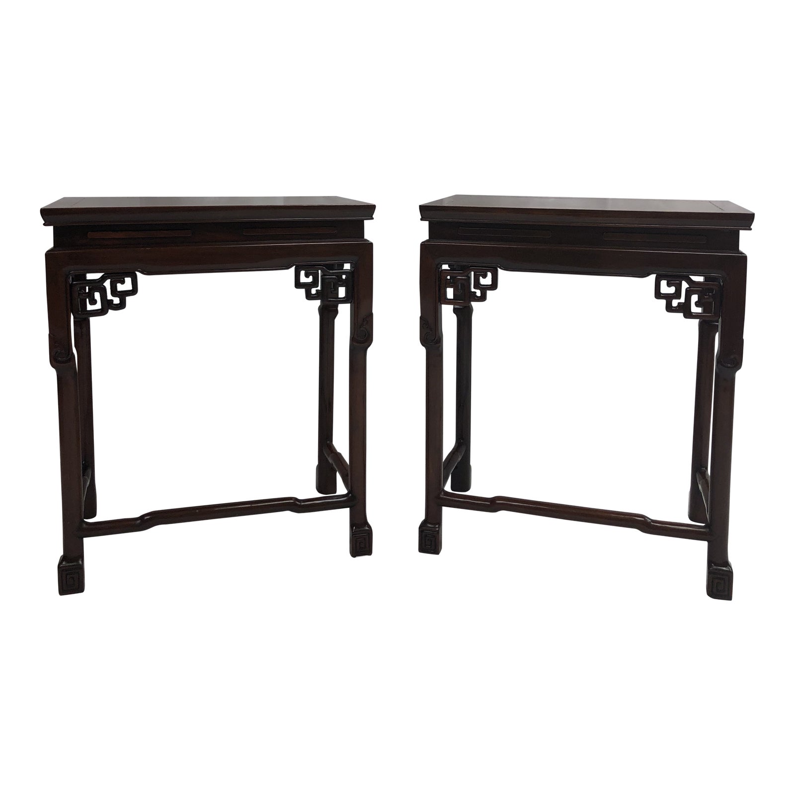 Late 19th Century Carved Polished Rosewood Side Tables - a Pair | Chairish