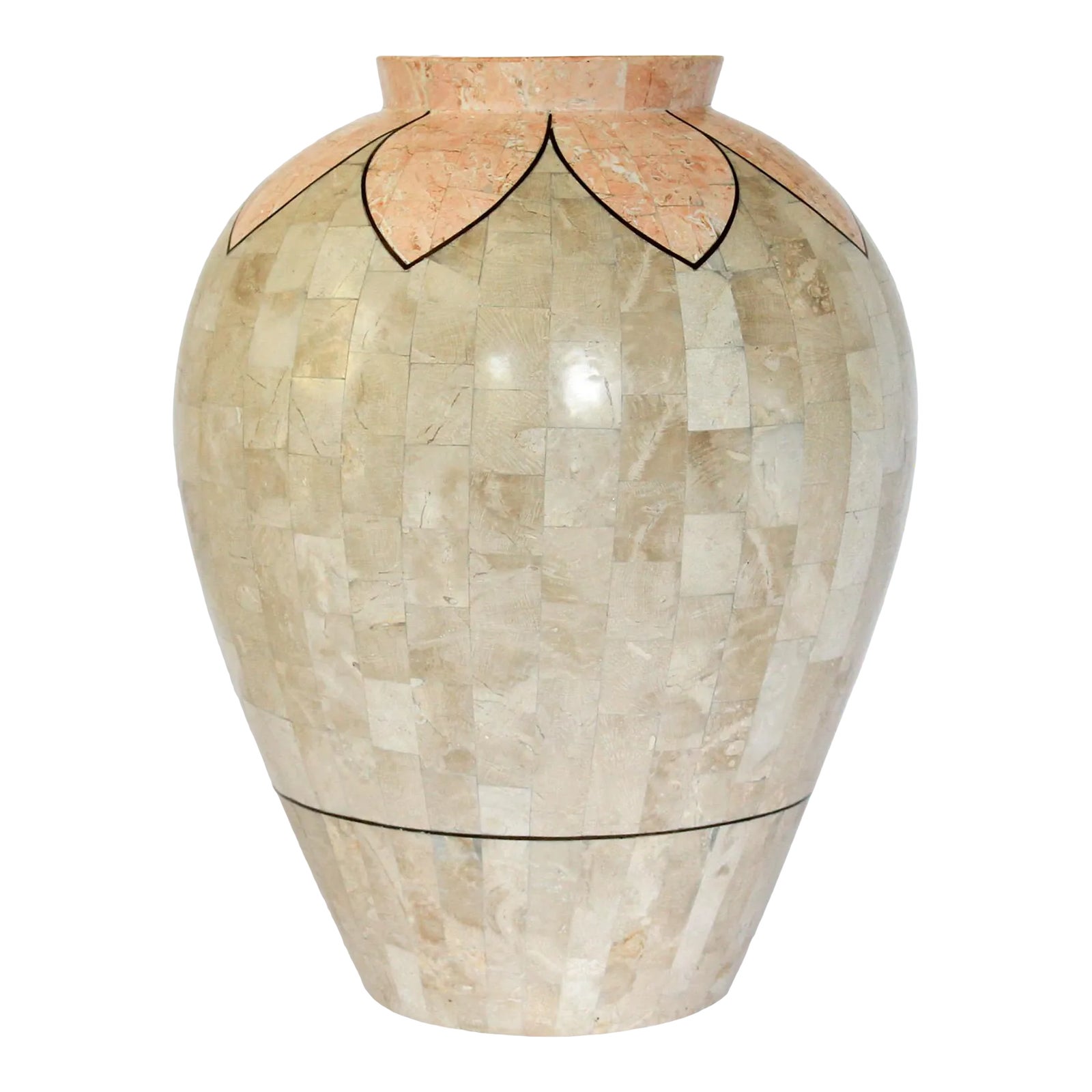 Late 20th Century Post-Modern Tessellated Stone Floor Vase | Chairish