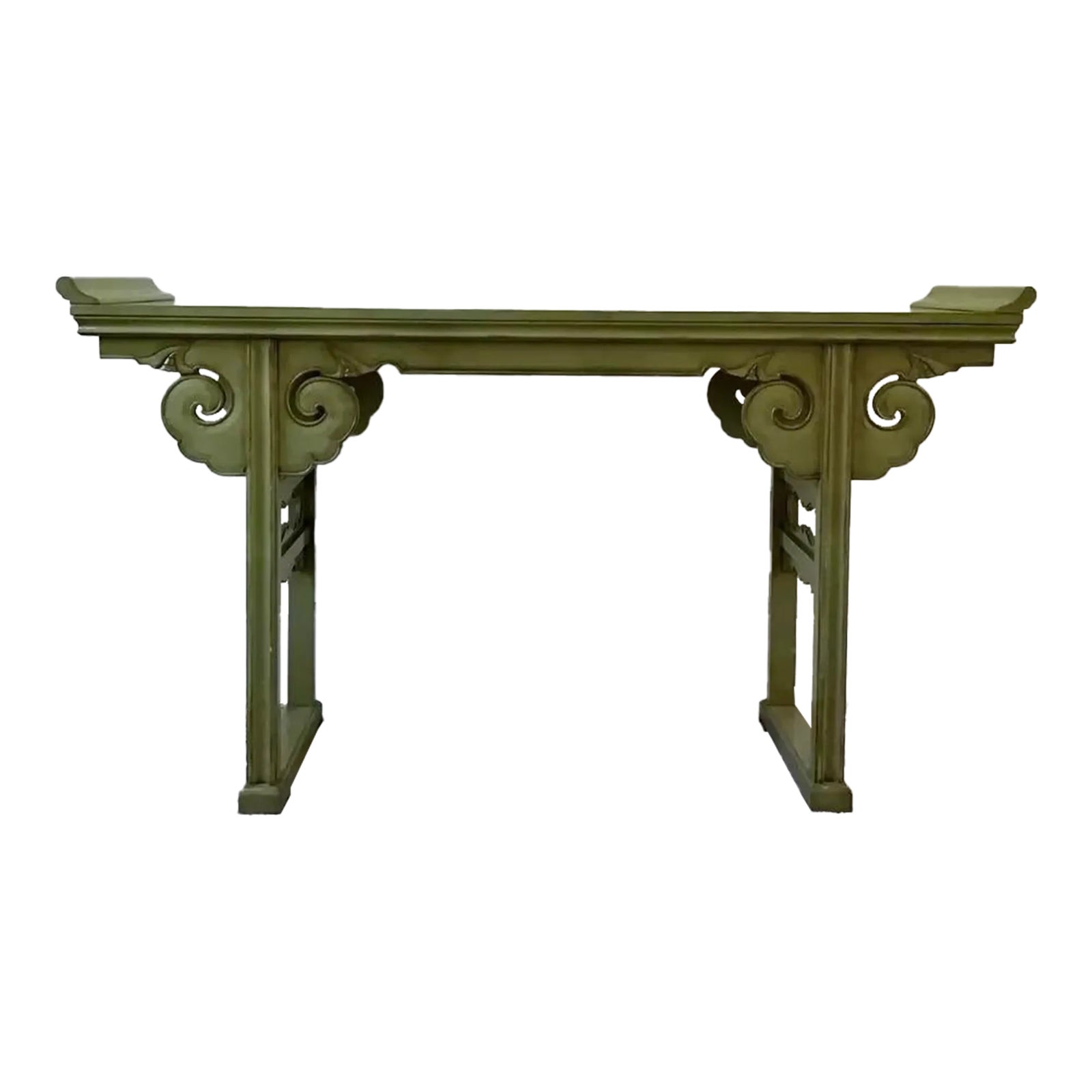 Late 20th Century Jade Green Ming Style Chinese Altar Sofa Table Console | Chairish