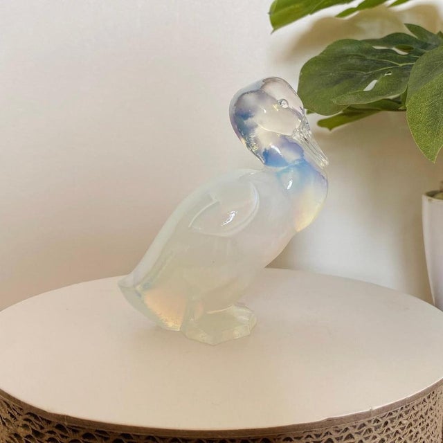 Art Deco Opaline Glass Duck by Ferjac France, 1930s | Chairish