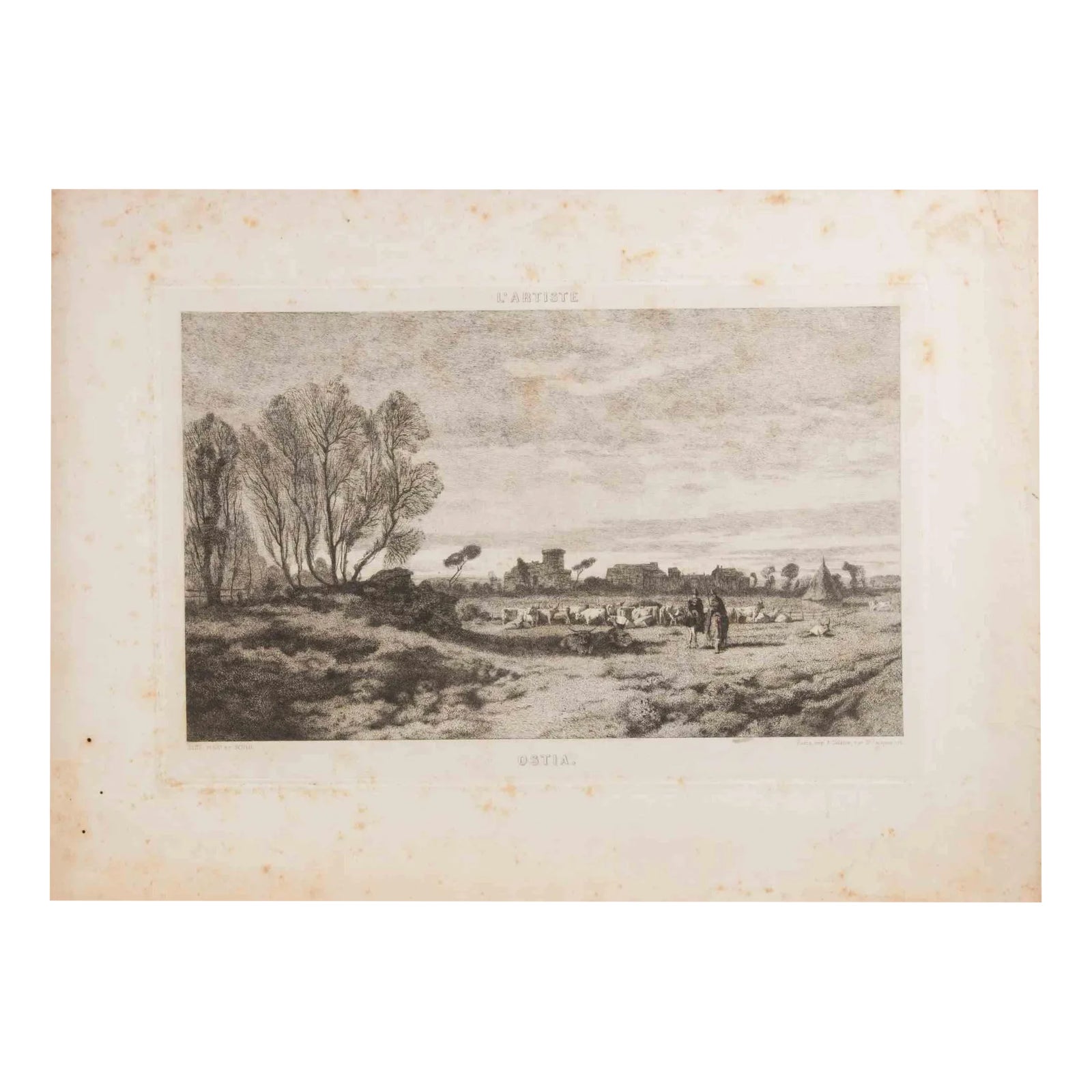 Alexandre Segé, View of Ostia, Etching, 1860s | Chairish