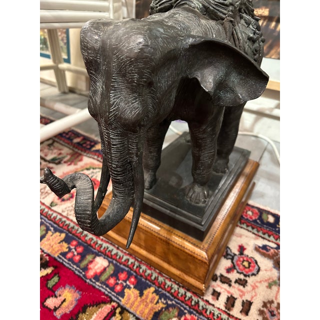 Elephant Motif Iron & Bevelled Glass End Table by Maitland Smith | Chairish