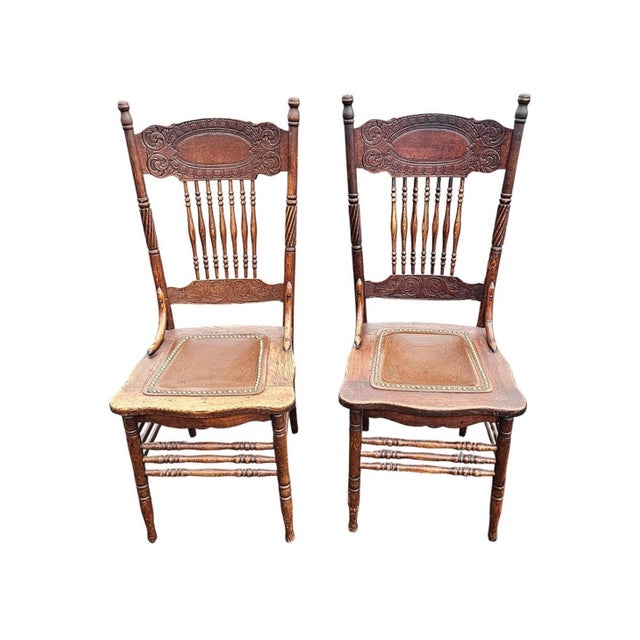 1900s Larkin Soap Co. Spindle Oak & Embossed Leather Cushion Side ...