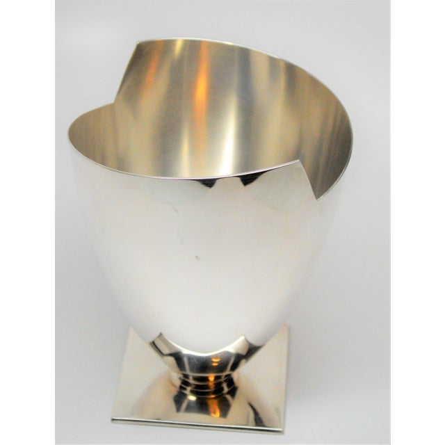 1990s Modernist Swid Powell X Elsa Rady Silver Plate Wing Vase | Chairish