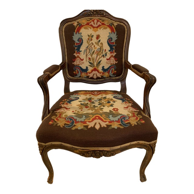 Antique Needlepoint Chair | Chairish