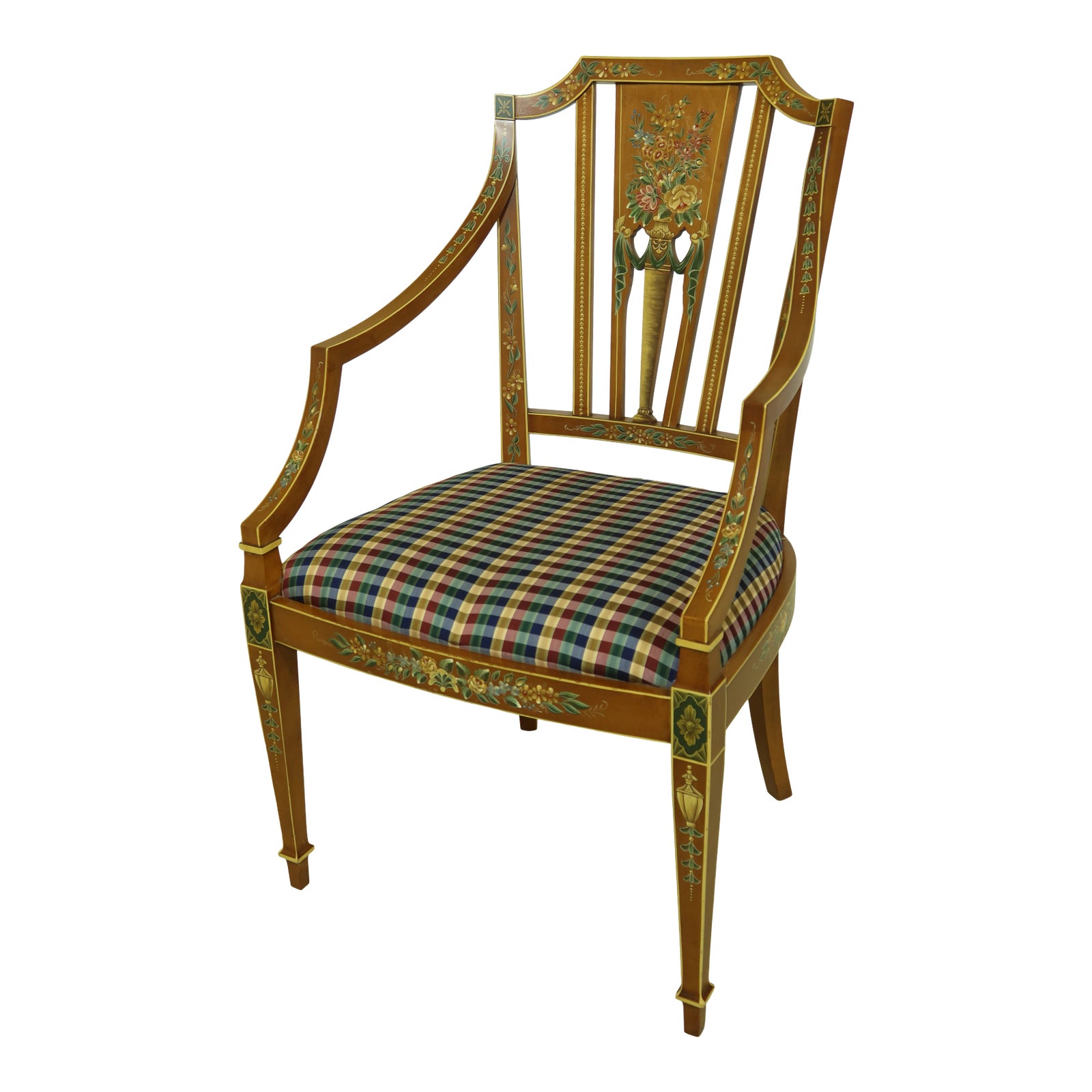 Paint Decorated Adam Style Decorated Armchair | Chairish