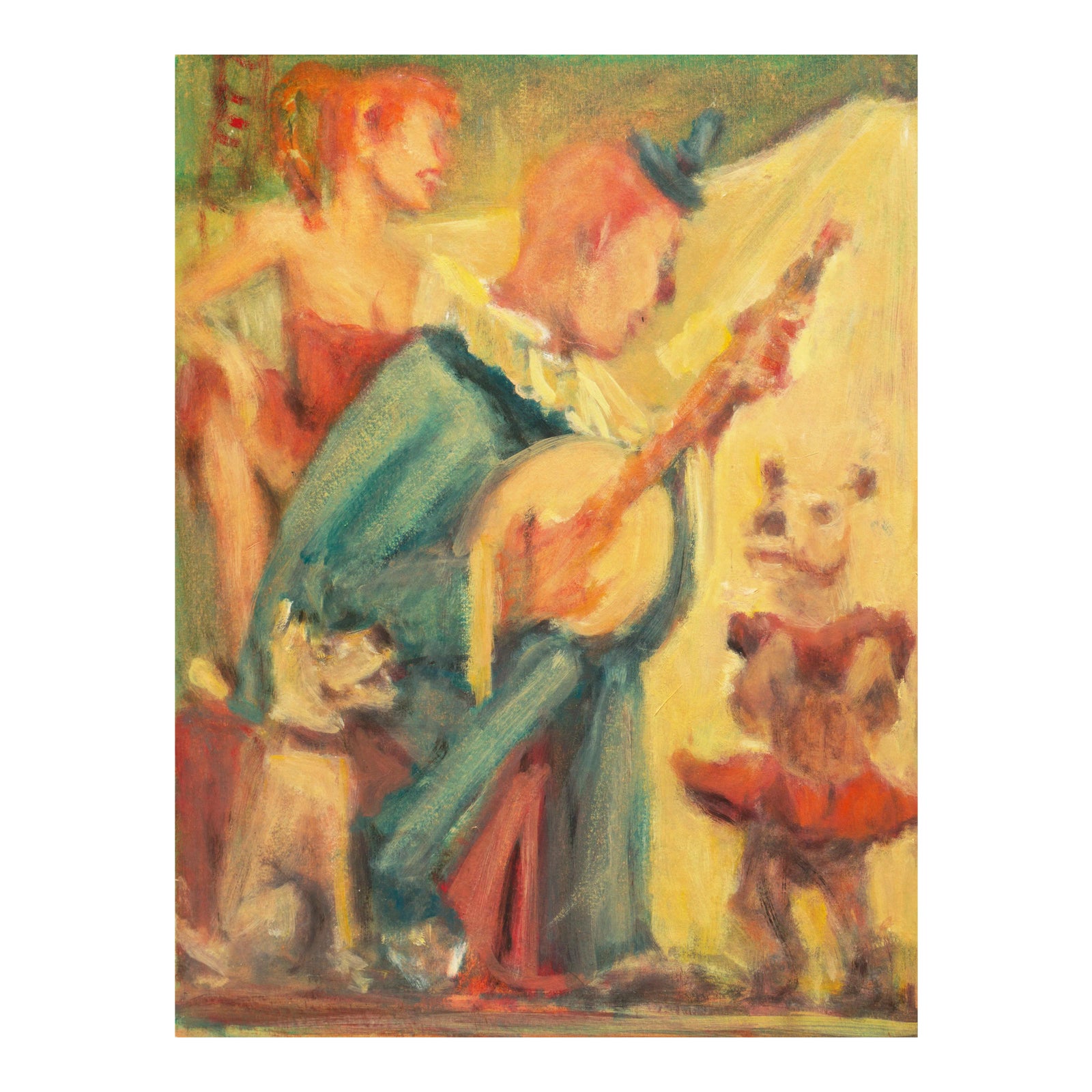 'Banjo Dogs', Mid-Century American School, Impressionist Circus Scene ...