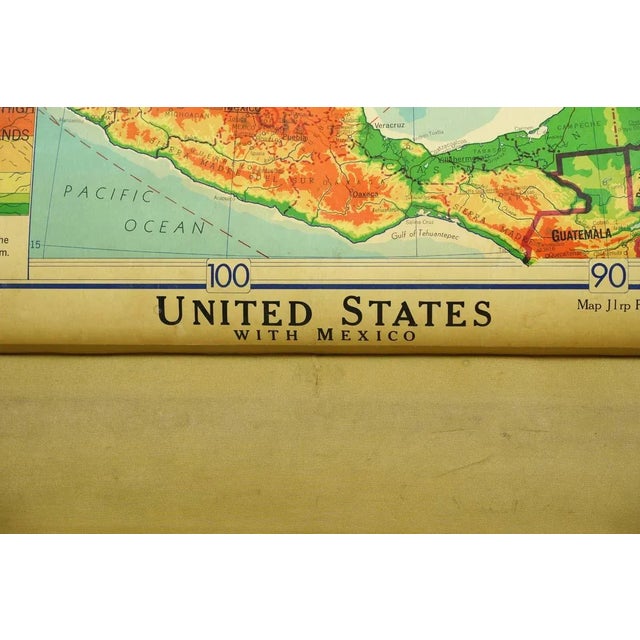 1964 Denoyer Geppert Series Canvas Mid America Roll Up Map | Chairish