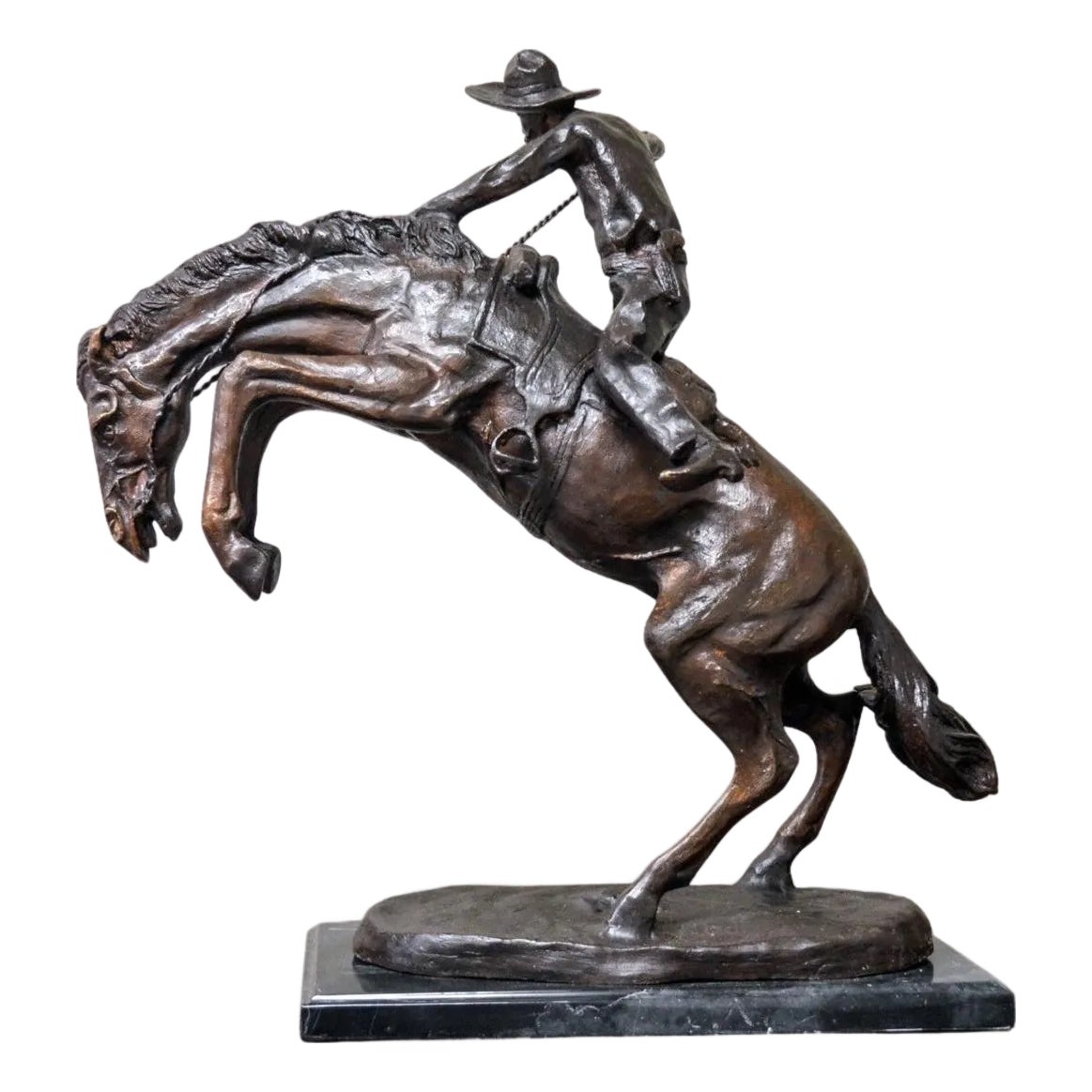 "Bronco Buster" Frederic Remington Bronze Tabletop Statue | Chairish