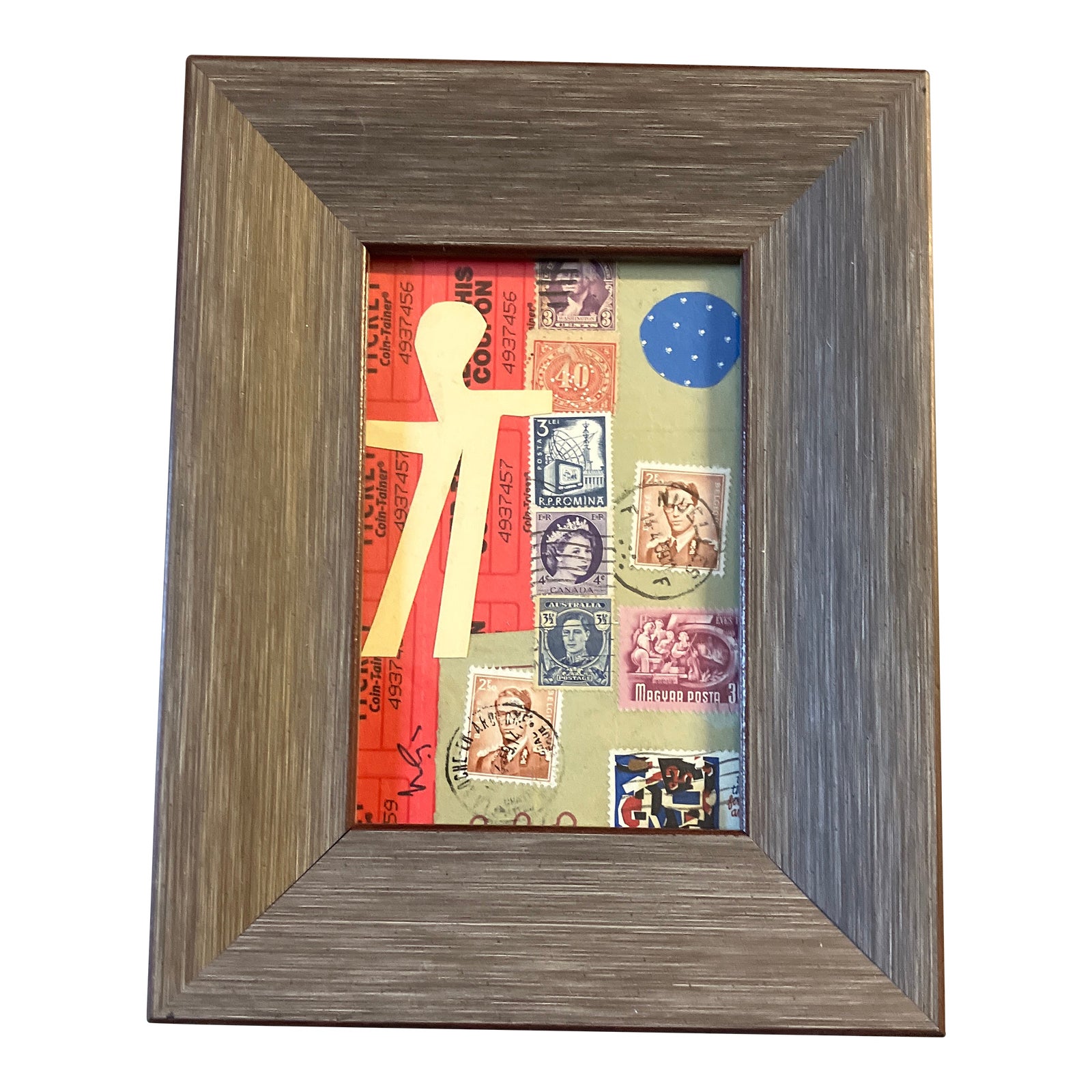 Contemporary Original Wayne Cunningham Abstract Figure Collage Tabletop ...