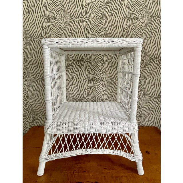 1960s Solid Wicker Rectangular Side Table Freshly Lacquered in White ...