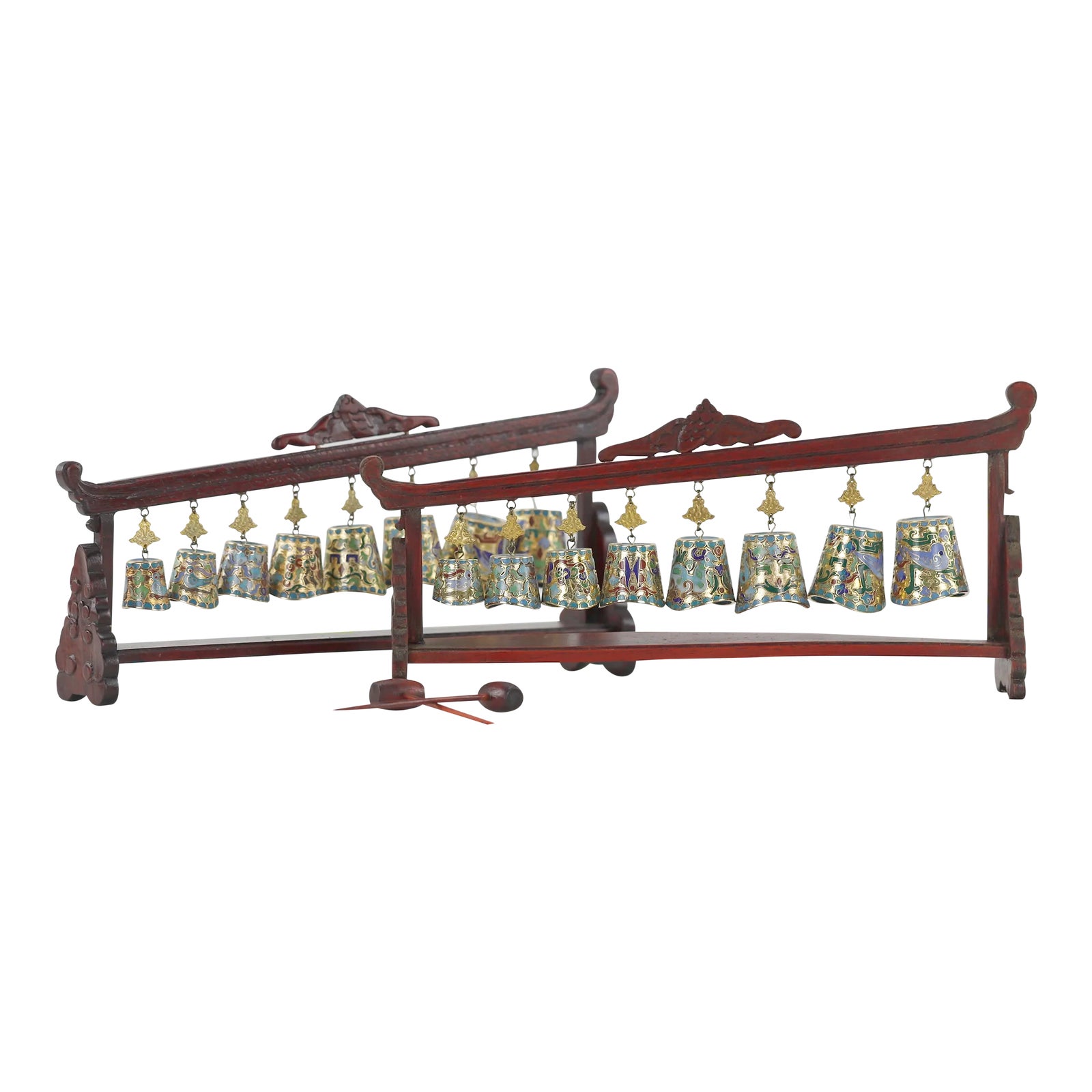 Vintage Cloisonné Chime Musical Meditation Bells Set | Chairish