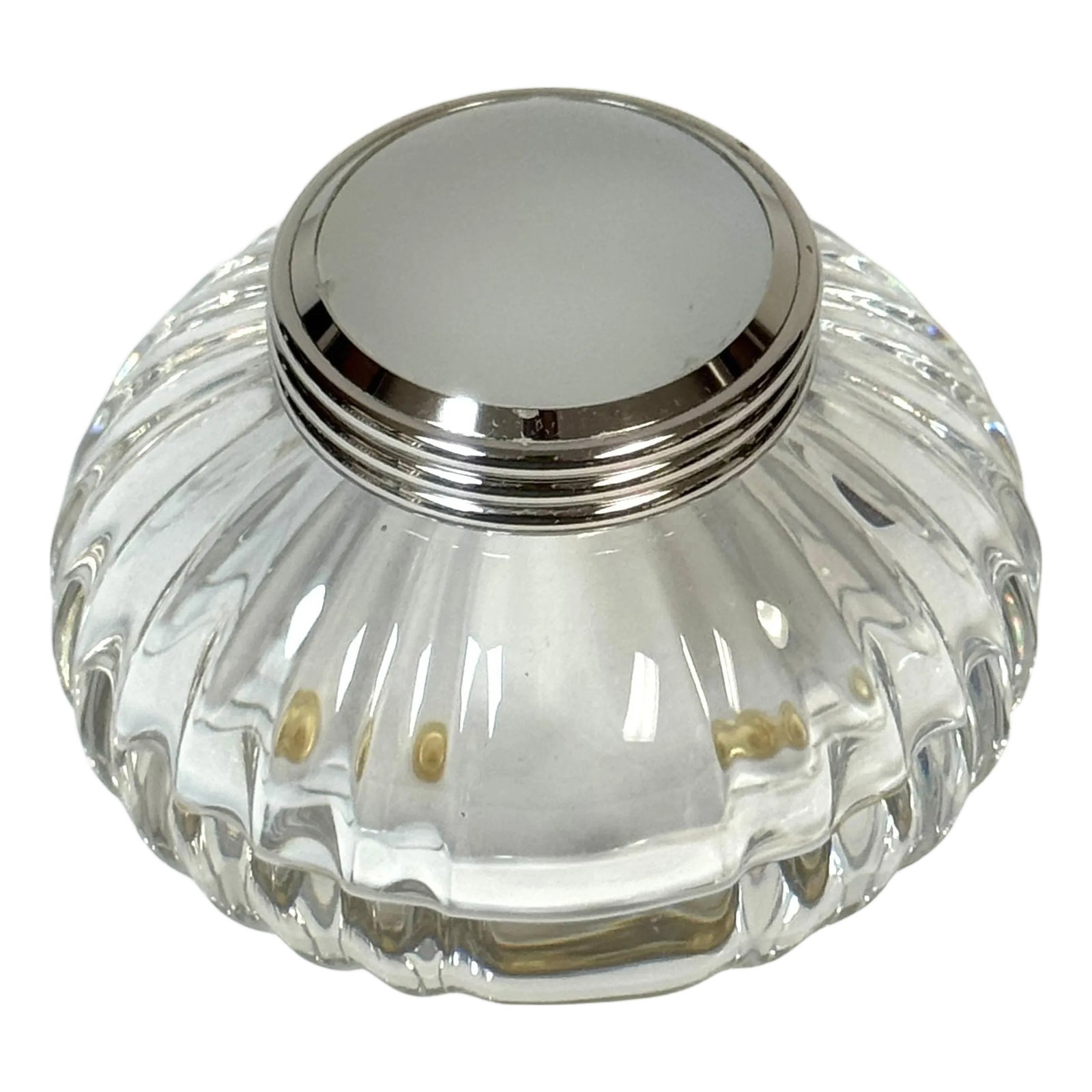 Cartier 'Must de Cartier' Crystal & Silverplate Mellon Inkwell | Chairish