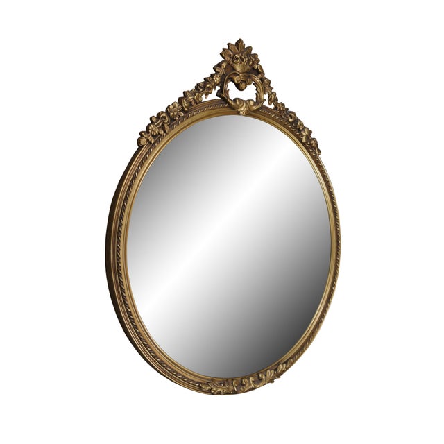 Antique French Neoclassical Round Giltwood Floral Acanthus Wall Vanity ...