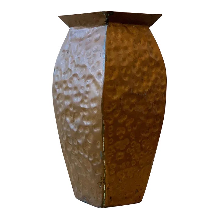 Vintage Handmade Hammered Copper Angular Vase, Circa 1940s | Chairish