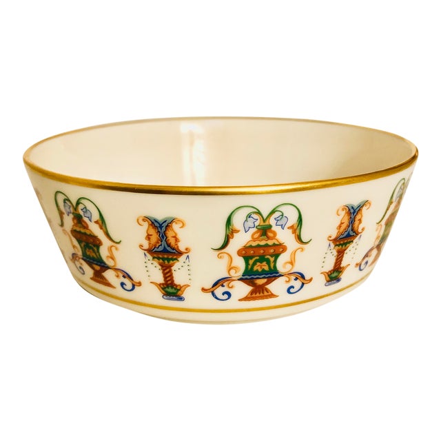Lenox Lido Collection Ceramic & Gold Accent Decorative Bowl | Chairish