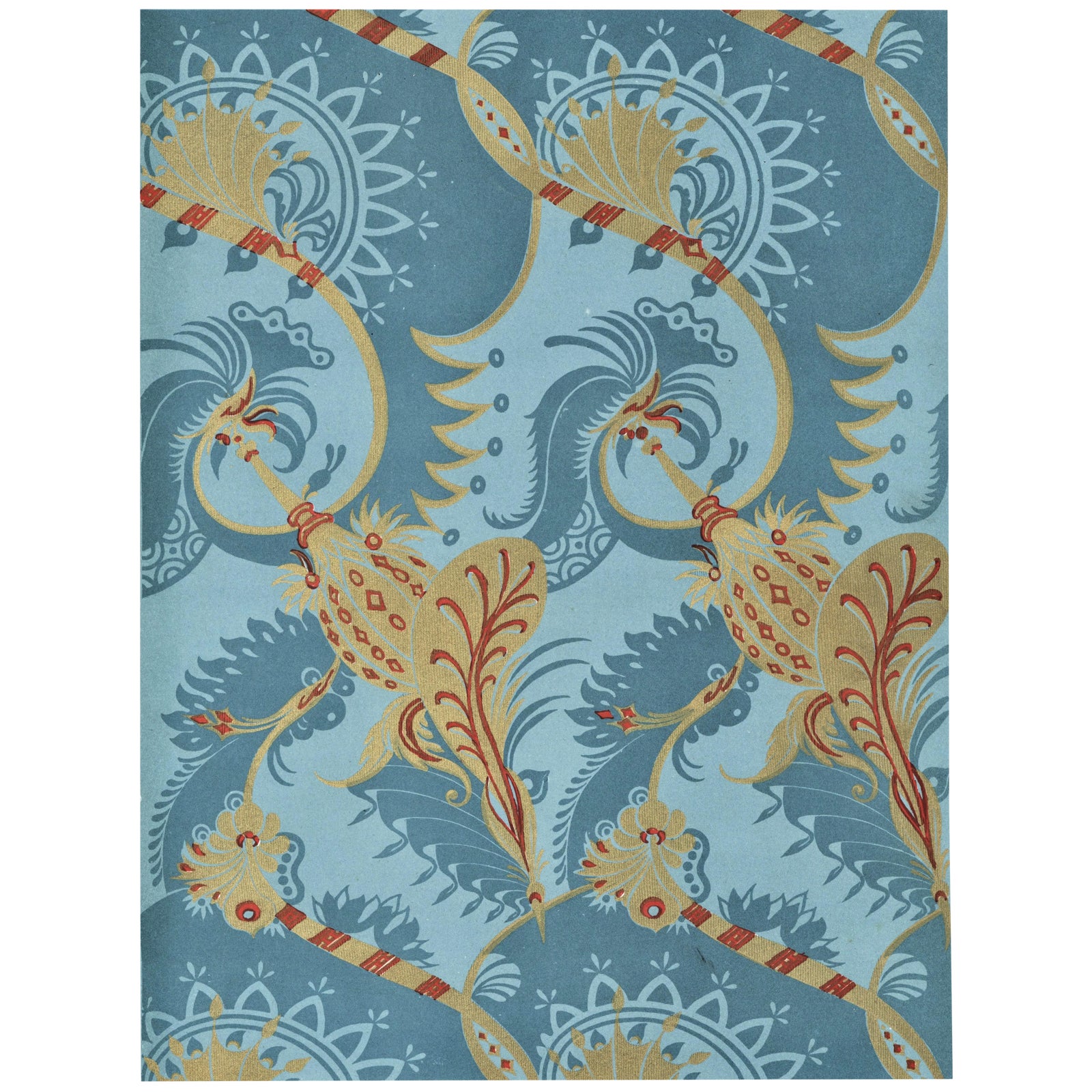 Matted 1870s French Textile Design Lithograph | Chairish