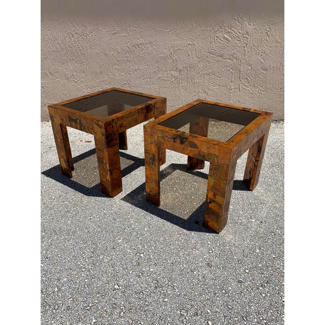 1970s Mid Century Modern Copper and Brass End Tables in the Style of ...
