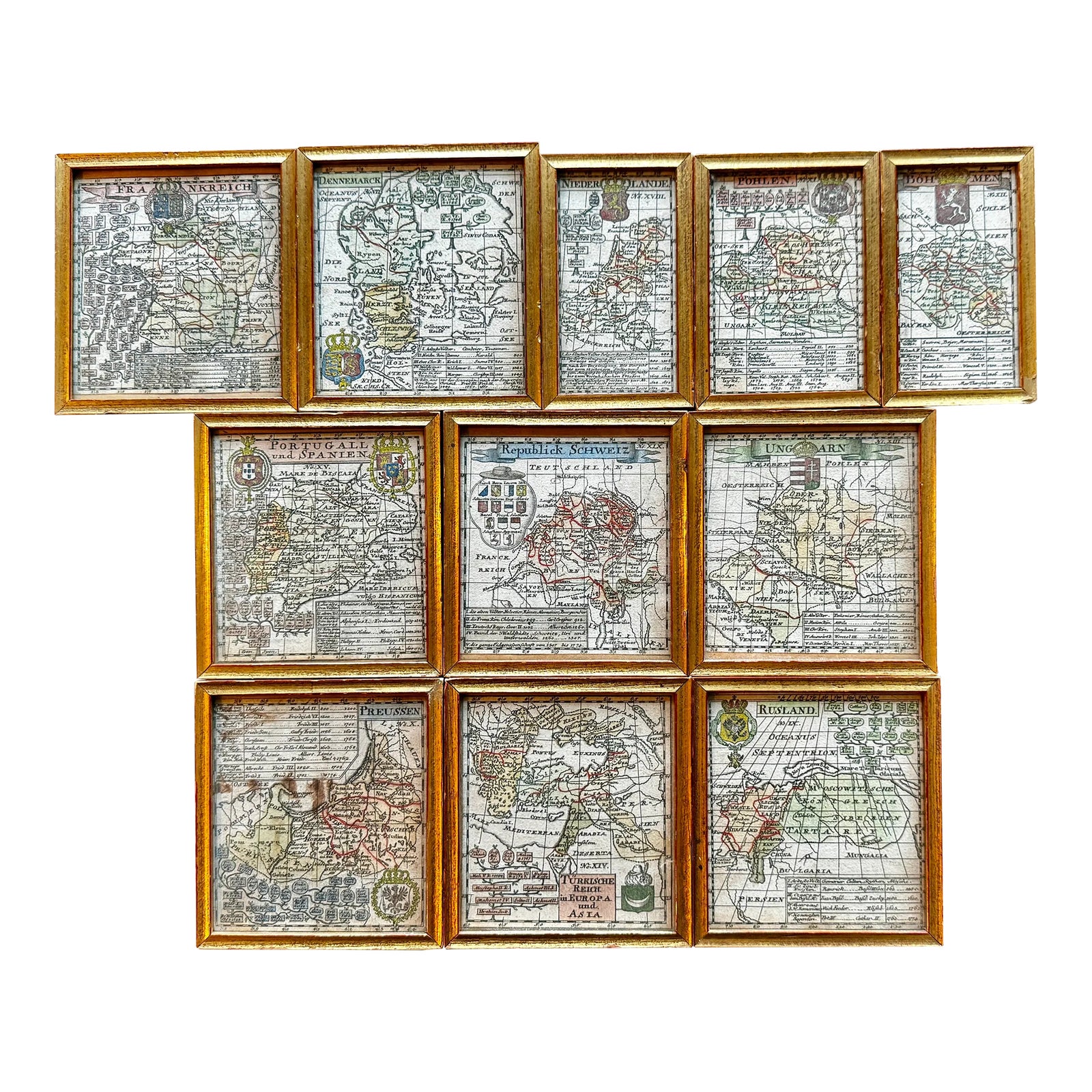 A Variety of Eleven Wonderful Old Maps, Framed | Chairish