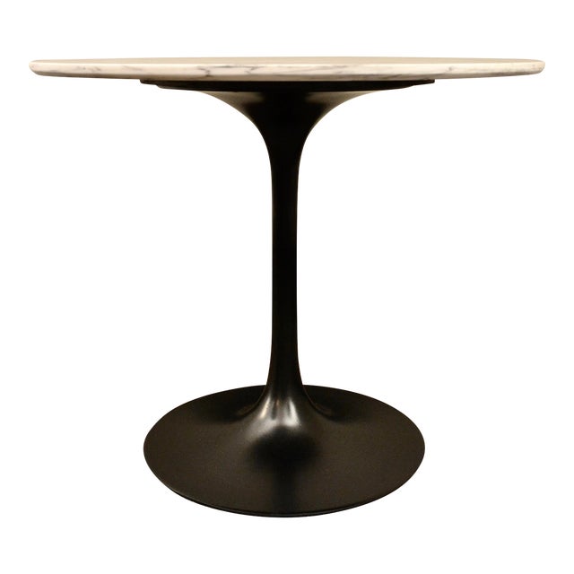 Mid Century Black Tulip Style Dining Table With Calacatta Top | Chairish