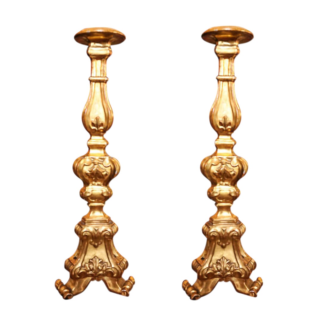 19th Century French Gilded Altar Sticks - a Pair | Chairish