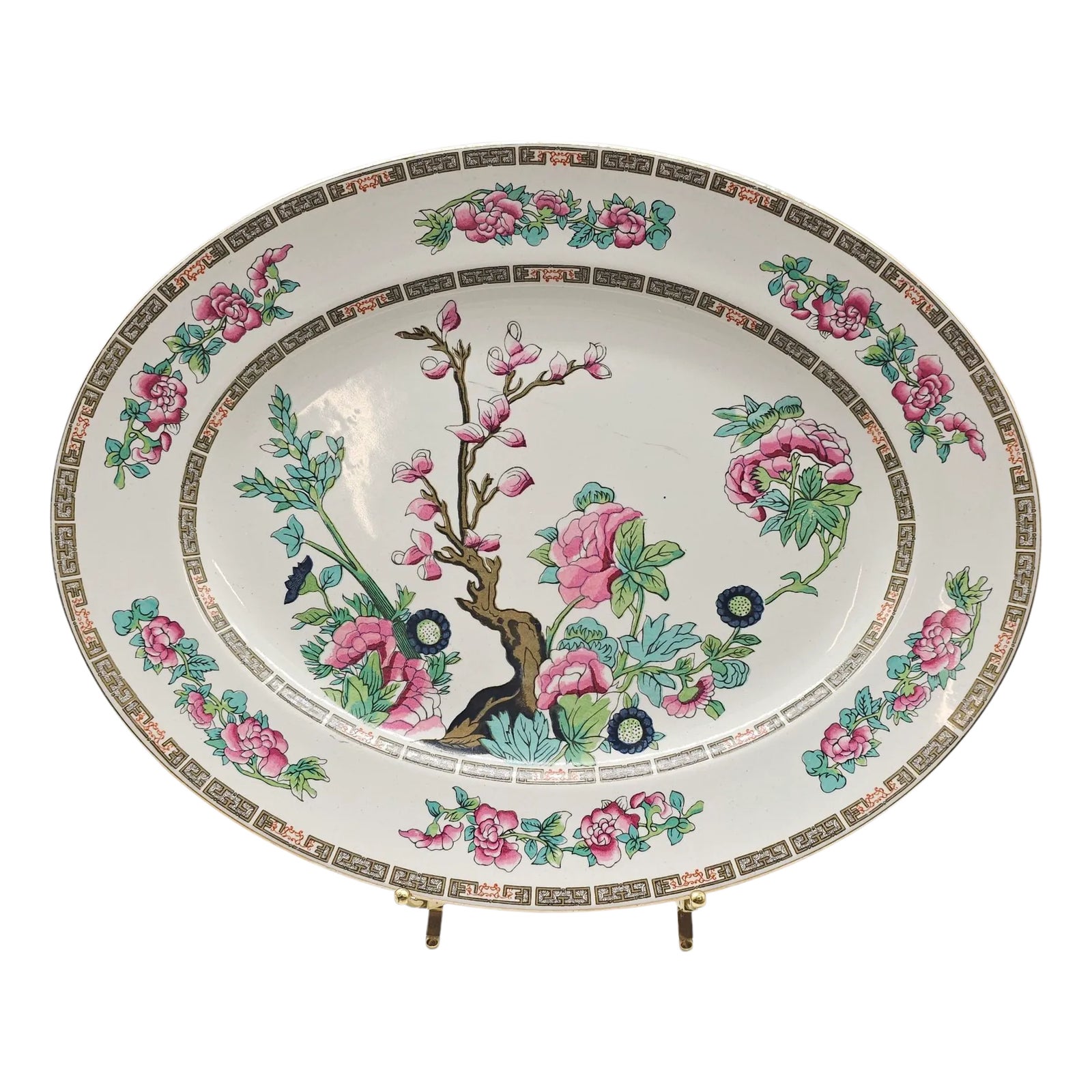 Antique English Indian Tree Pattern Serving Platter With Gold Trim by ...
