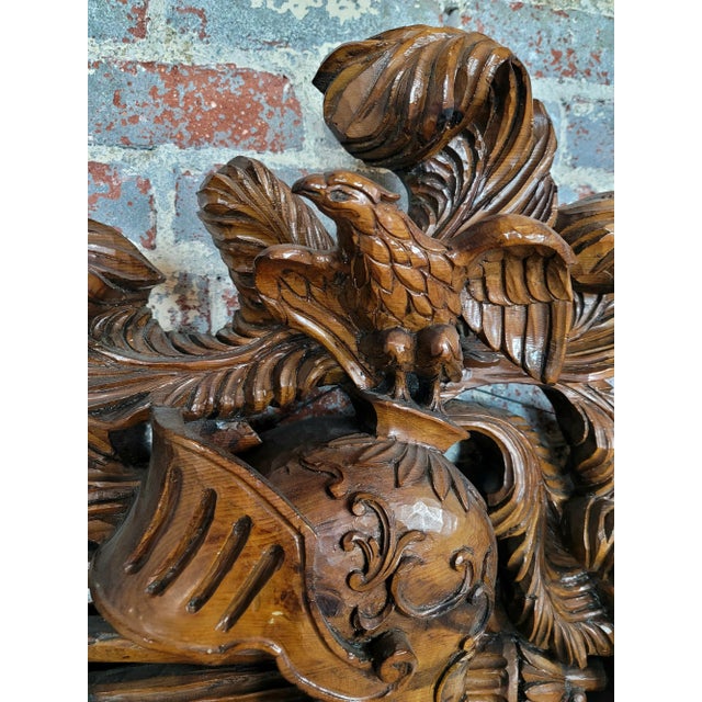19th Century Highly Carved Over-Door Wooden Crest W/Eagle | Chairish