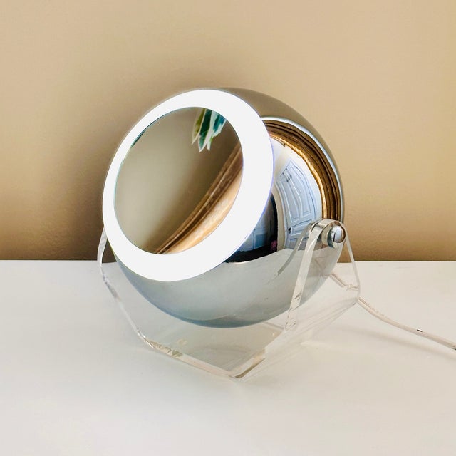 1970's Chrome and Lucite Eyeball Mirror by Robert Sonneman | Chairish