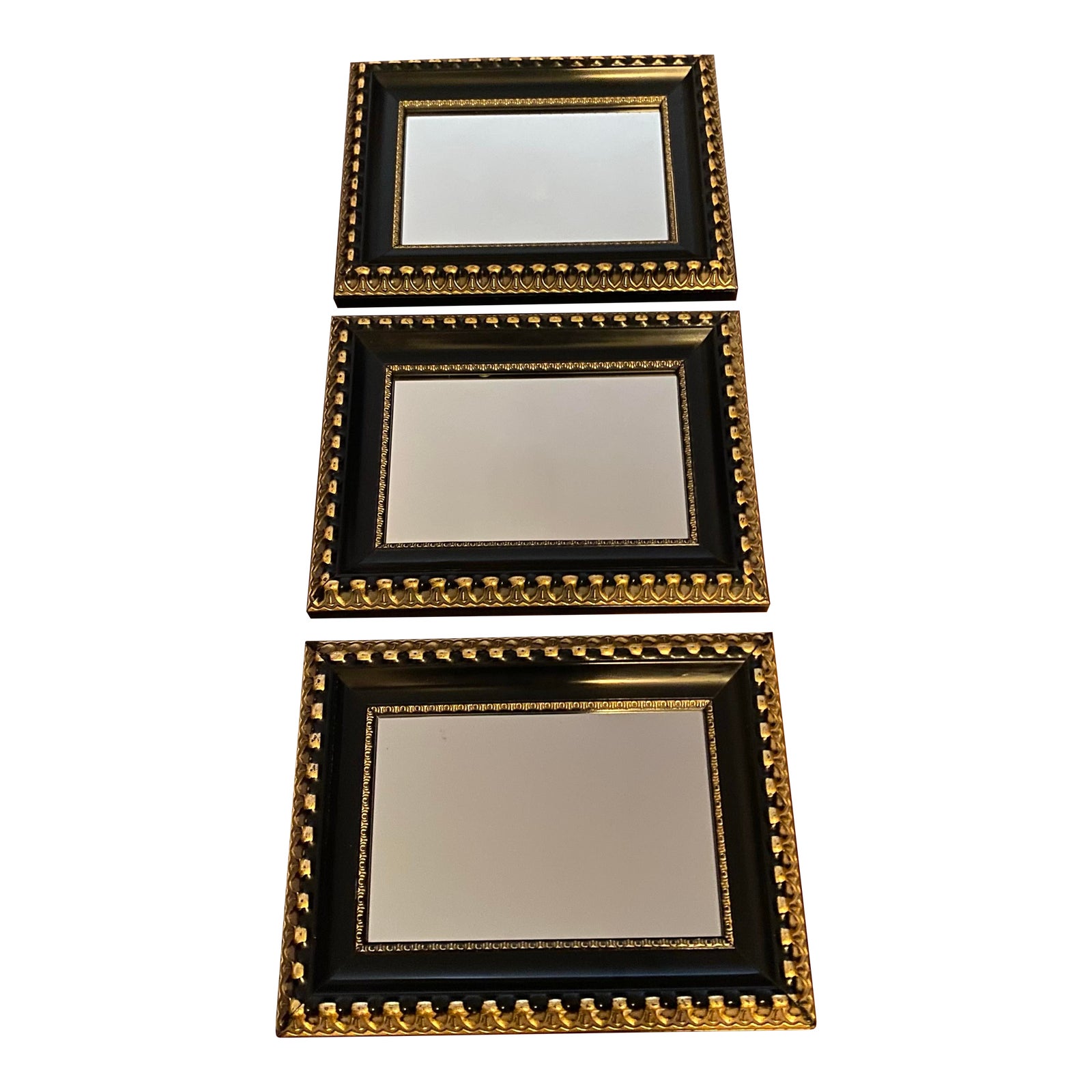 1990s Vintage Bombay Company Traditional Black Gilt Accent Wall Mirrors ...