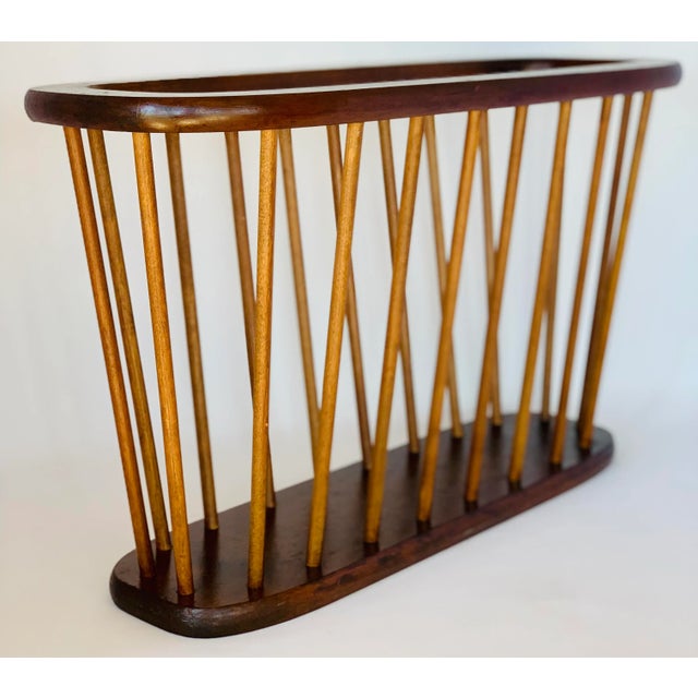 Mid Century Modern Vintage Walnut Wooden Spindle Magazine Rack ...