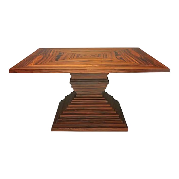 Walnut, Oak or Rosewood Square Dining Table | Chairish