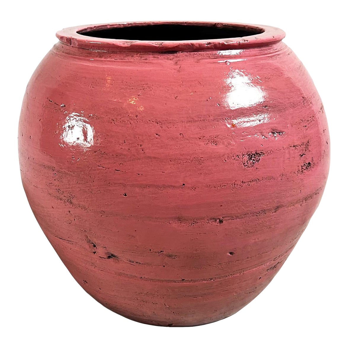 Vintage Pink Glaze Terra Cotta Pot | Chairish