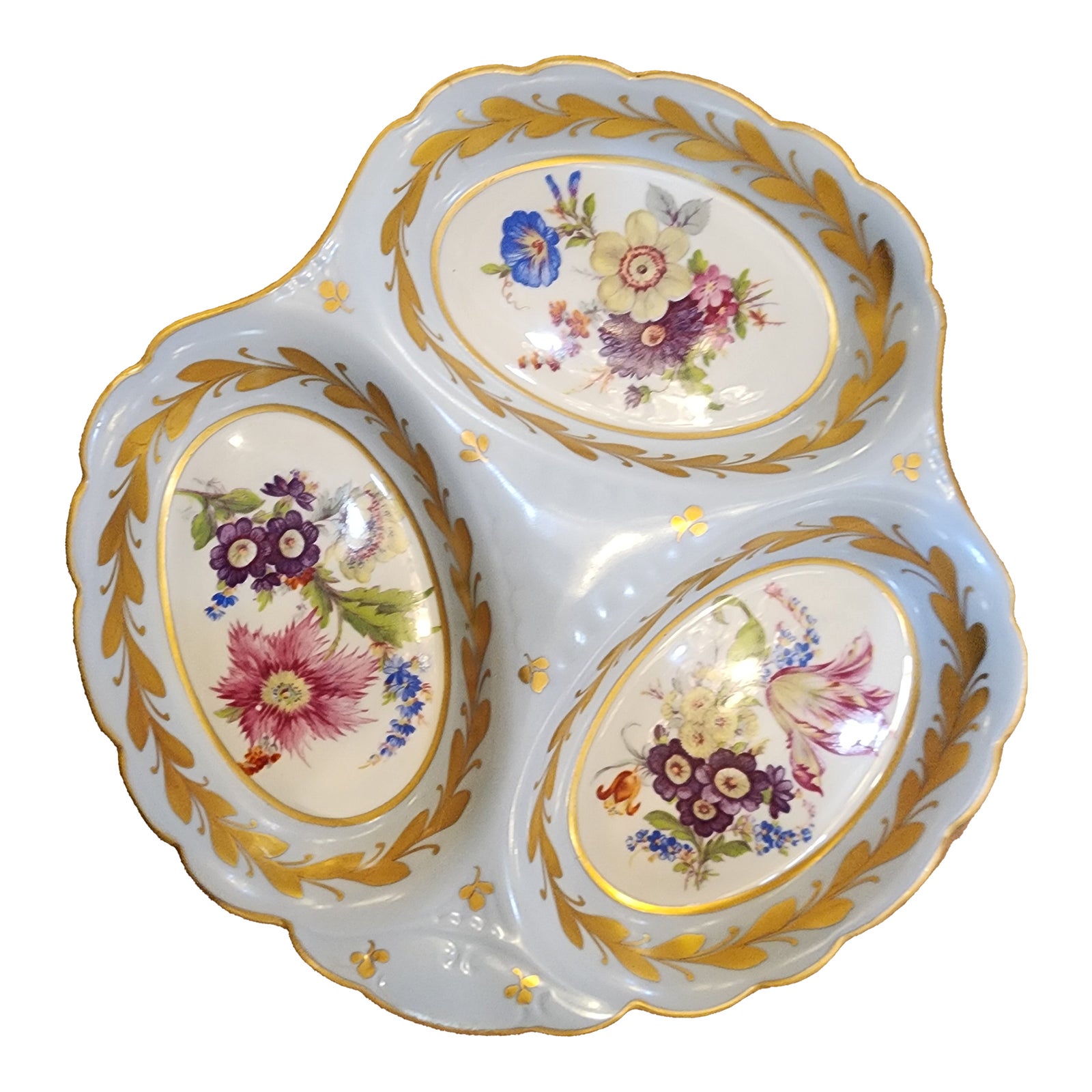 Beautiful Antique Sectioned Hand Painted Limoges Dish | Chairish