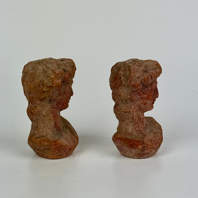 1950s Miniature Vintage Pair of Ceramic Head Busts of David | Chairish
