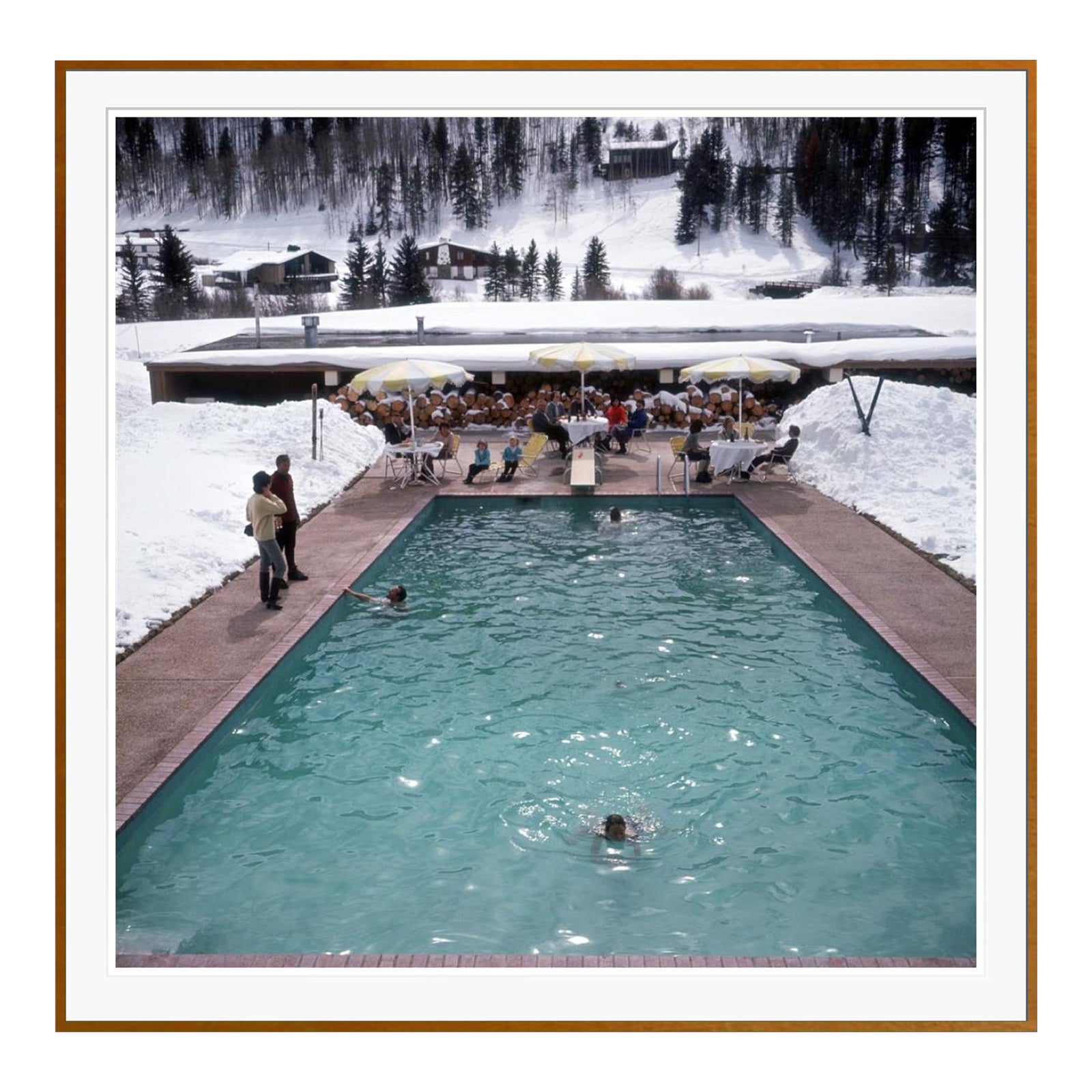 Snow Round the Pool 1964 by Slim Aarons Framed C Print | Chairish