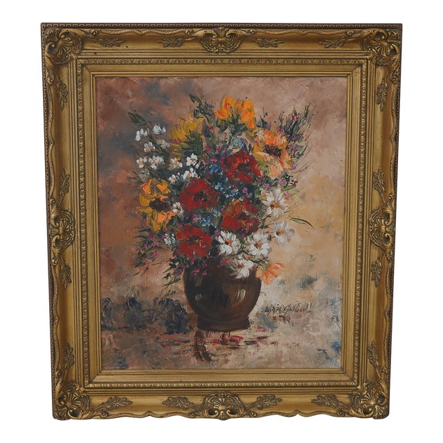 A.gollard Artist Signed Framed Floral Still Life Oil Painting on Canvas ...