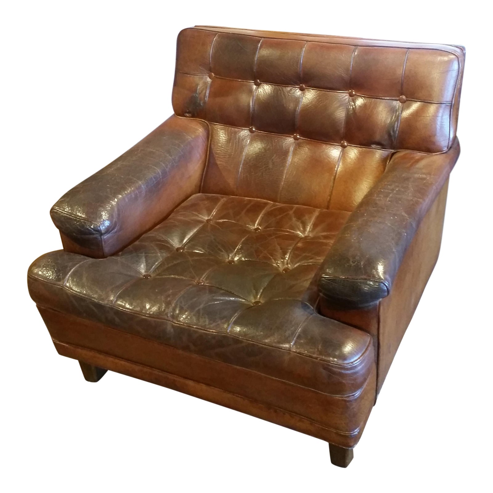 Leather Tufted Club Chair | Chairish Leather Tufted Club Chair | Chairish
