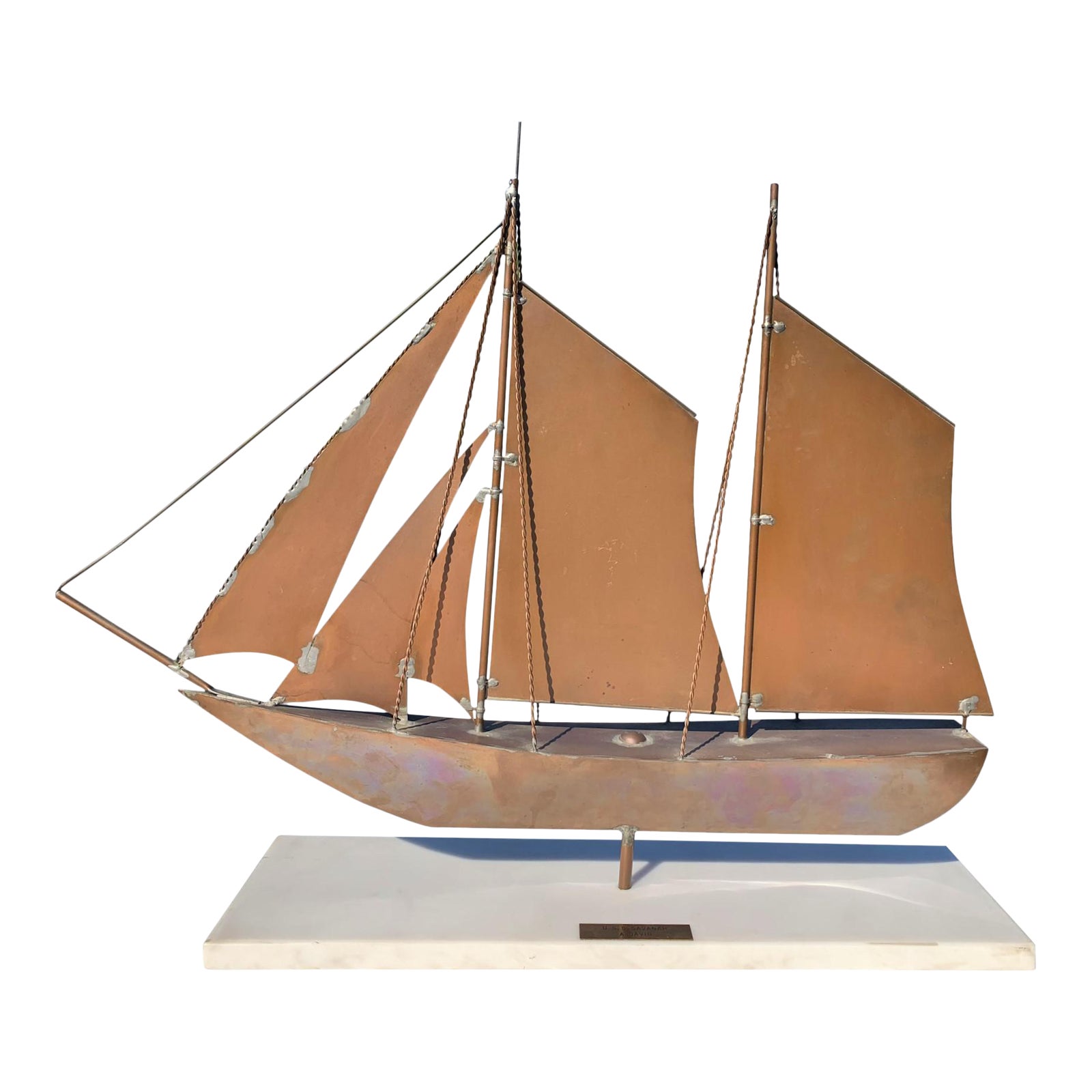 1960s Copper and Brass Ship Model by A.David | Chairish