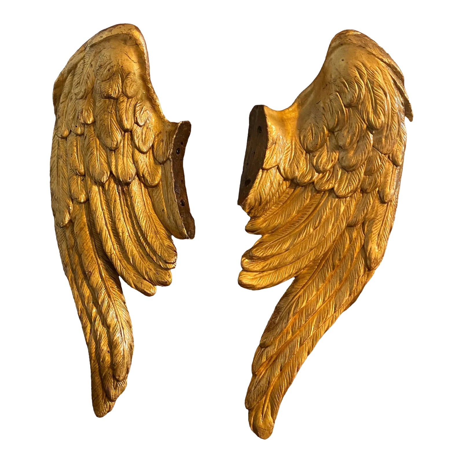 Mid 18th Century Gilded Angel Wings- Set of 2 | Chairish