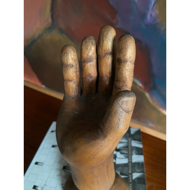 Rustic Weathered Folk Art Carved Wood Sculpture of a Hand | Chairish