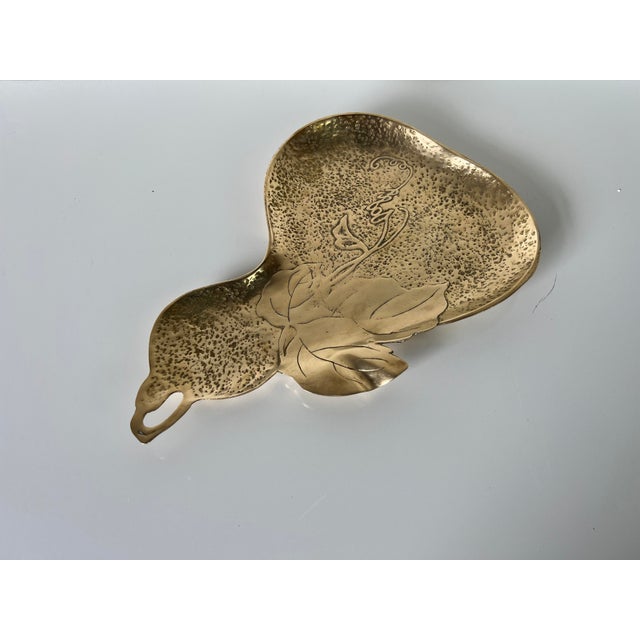 Vintage Hammered Solid Brass Pear Shape Decorative Dish | Chairish