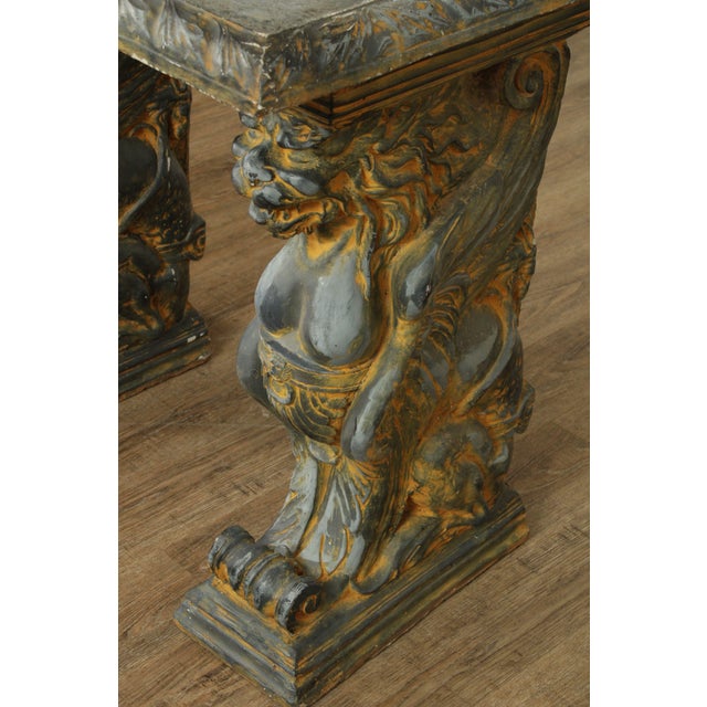 Vintage Cast Stone Winged Griffin Console Table | Chairish