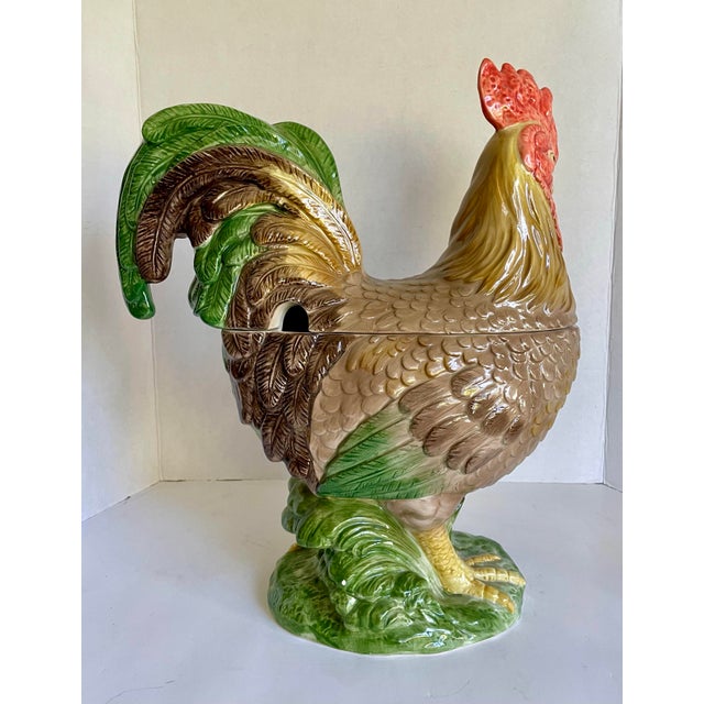 1986 Fitz and Floyd 2 1/2 Qt Ceramic Rooster Tureen | Chairish