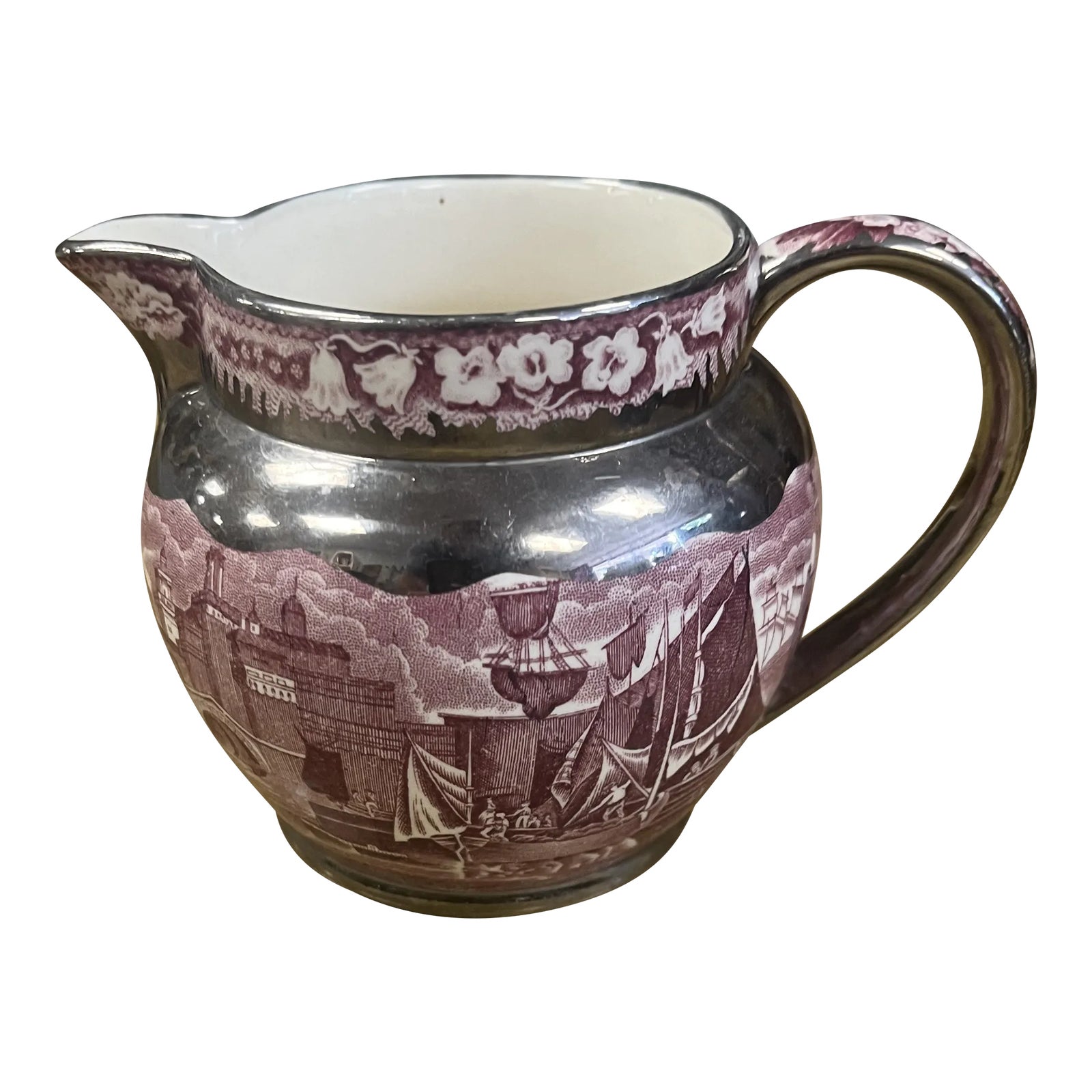 Antique Wedgwood Silver Dipped Purple Ferrara Pattern Creamer Luster ...