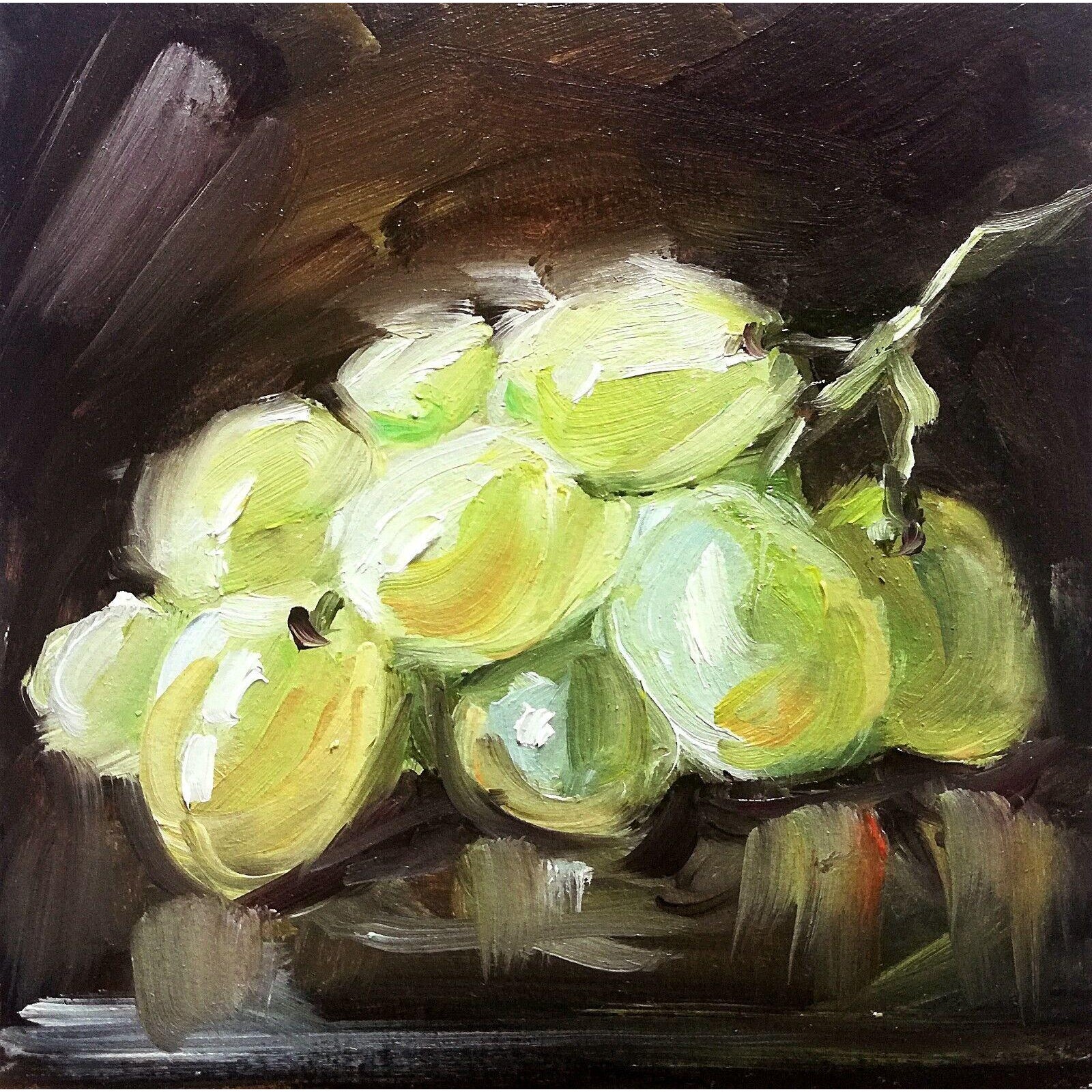 Realist Still Life Green Grapes Oil Painting | Chairish