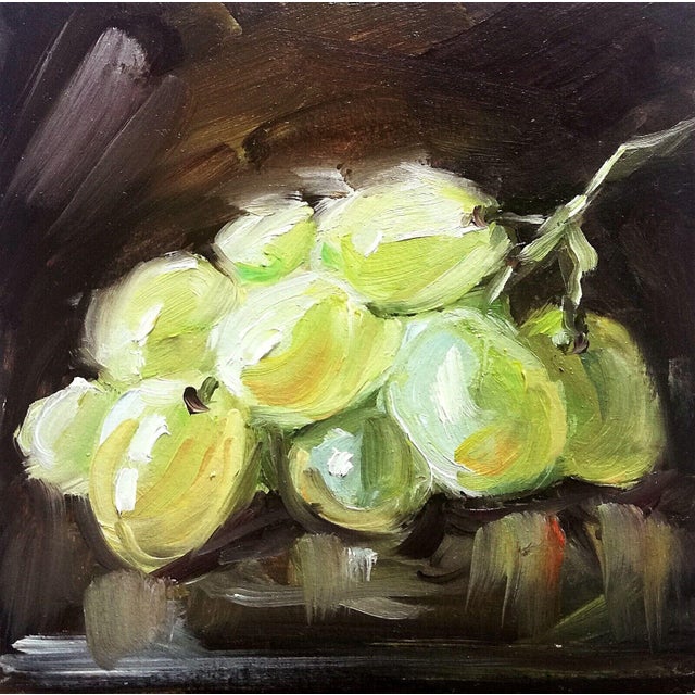Realist Still Life Green Grapes Oil Painting | Chairish